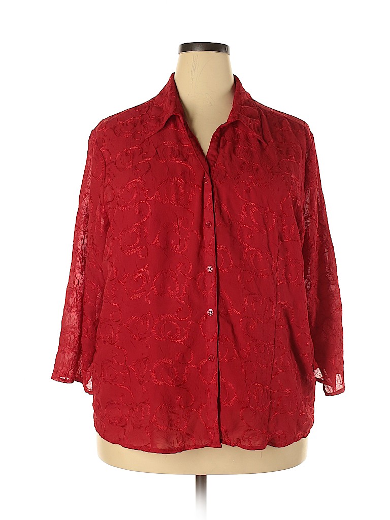 Haband! 100% Polyester Red Long Sleeve Blouse Size XX - 62% off | thredUP