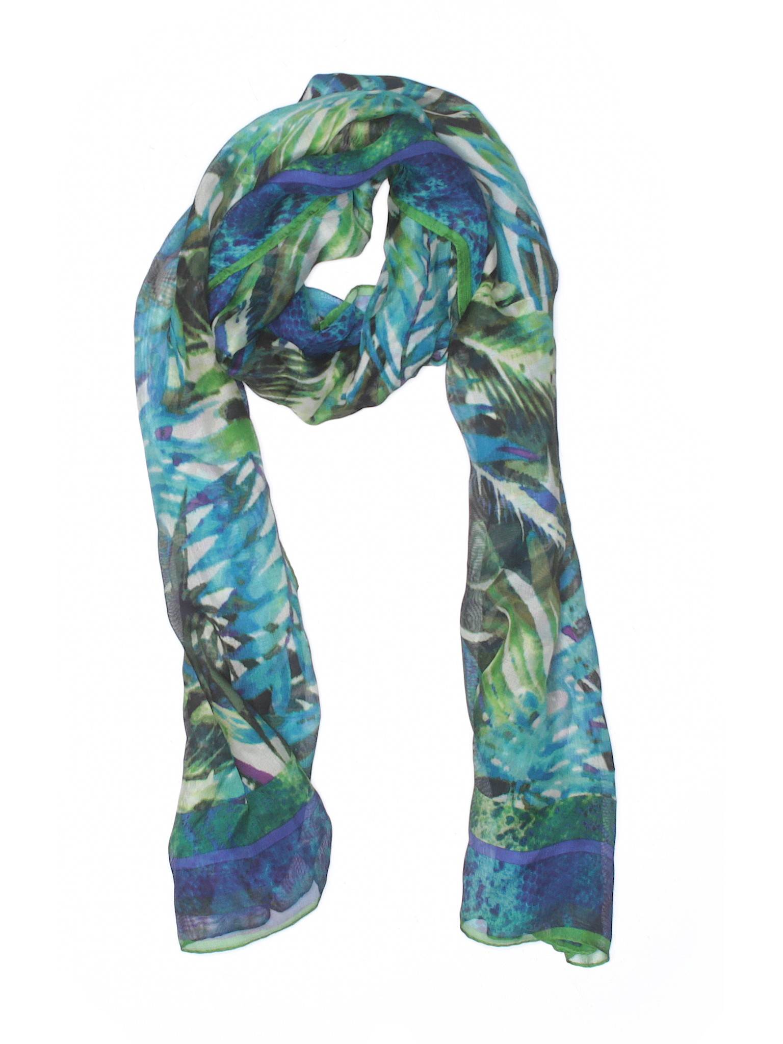 Worth New York 100 Silk Print Blue Silk Scarf One Size 81 Off Thredup