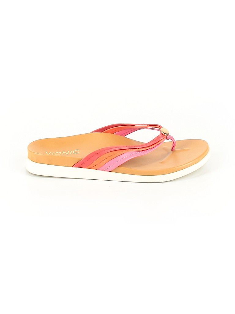 Vionic 100% Leather Solid Orange Pink Flip Flops Size 7 1/2 - 61% off ...