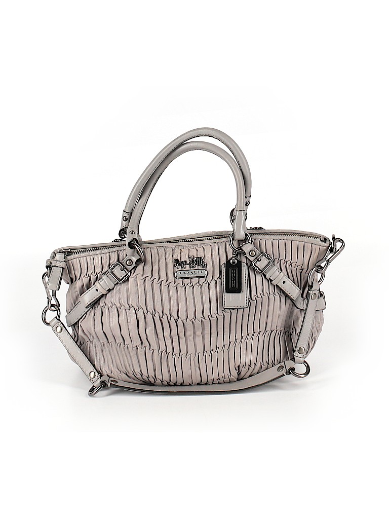 Coach 100% Leather Stripes Gray Leather Satchel One Size - 78% off ...
