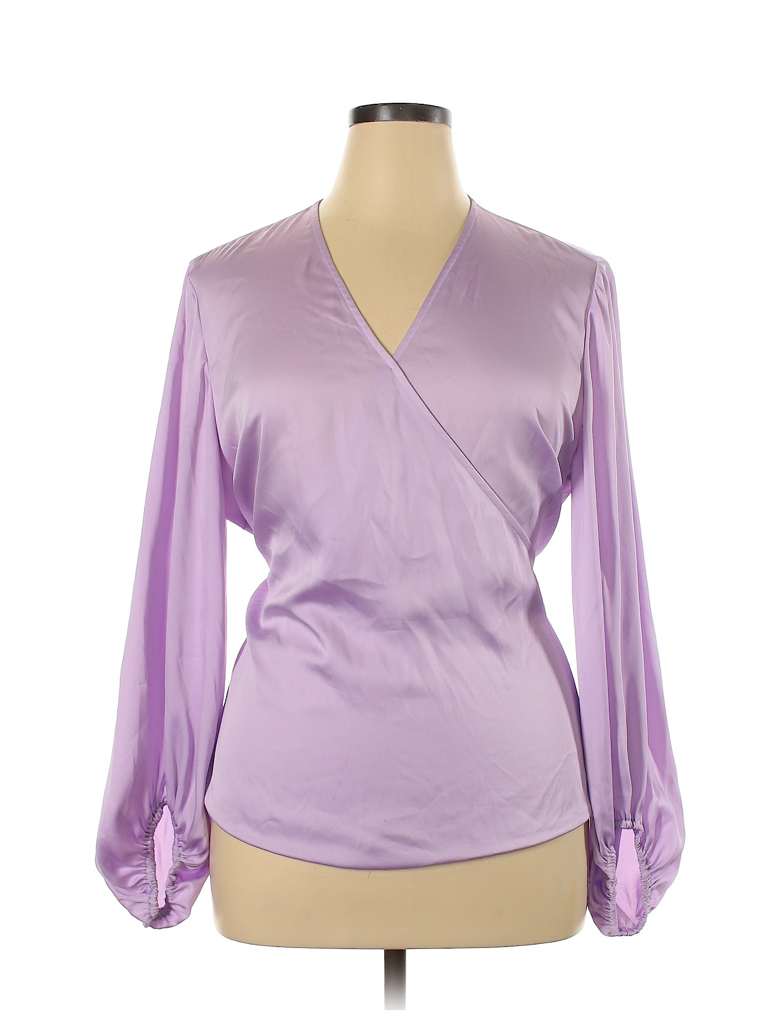 Inc International Concepts 100 Polyester Solid Purple Long Sleeve