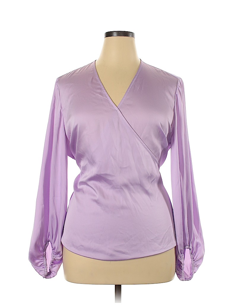 INC International Concepts 100% Polyester Solid Purple Long Sleeve ...
