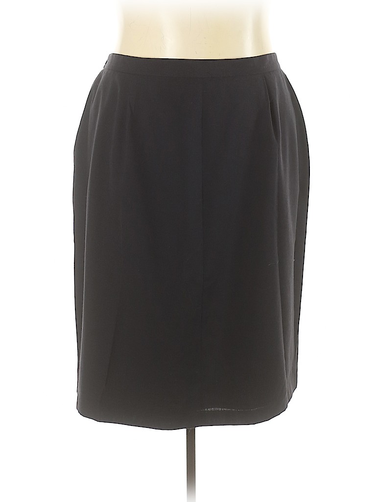 Maggie Mcnaughton Solid Black Brown Casual Skirt 30 Waist 90 Off