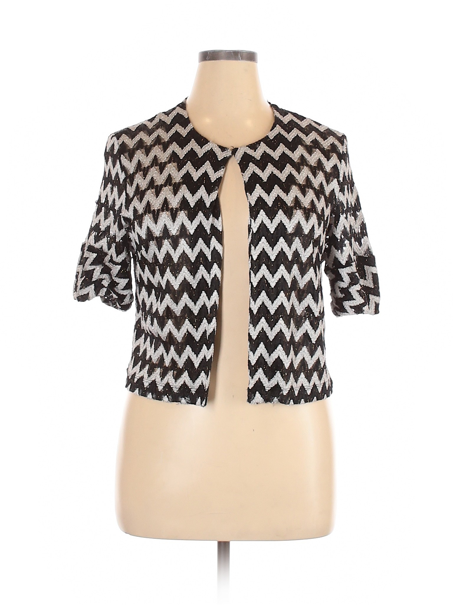 Perceptions Chevron-herringbone Color Block White Cardigan Size XL - 82 ...
