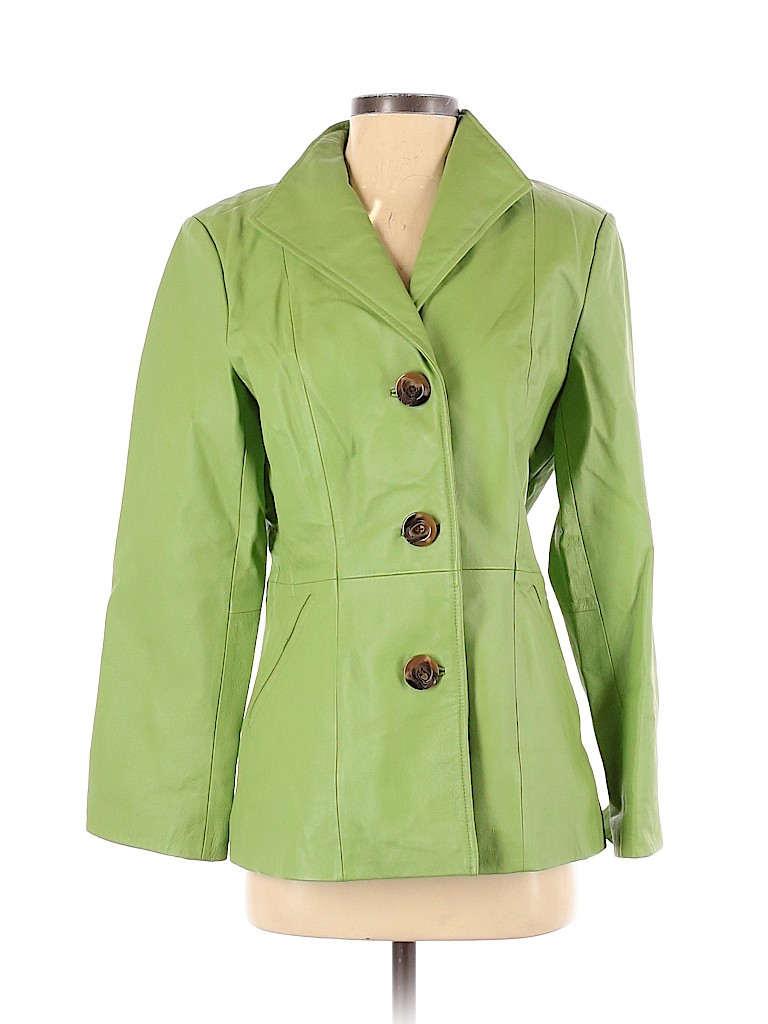 Terry Lewis 100% Leather Solid Green Leather Jacket Size S - 76% off ...