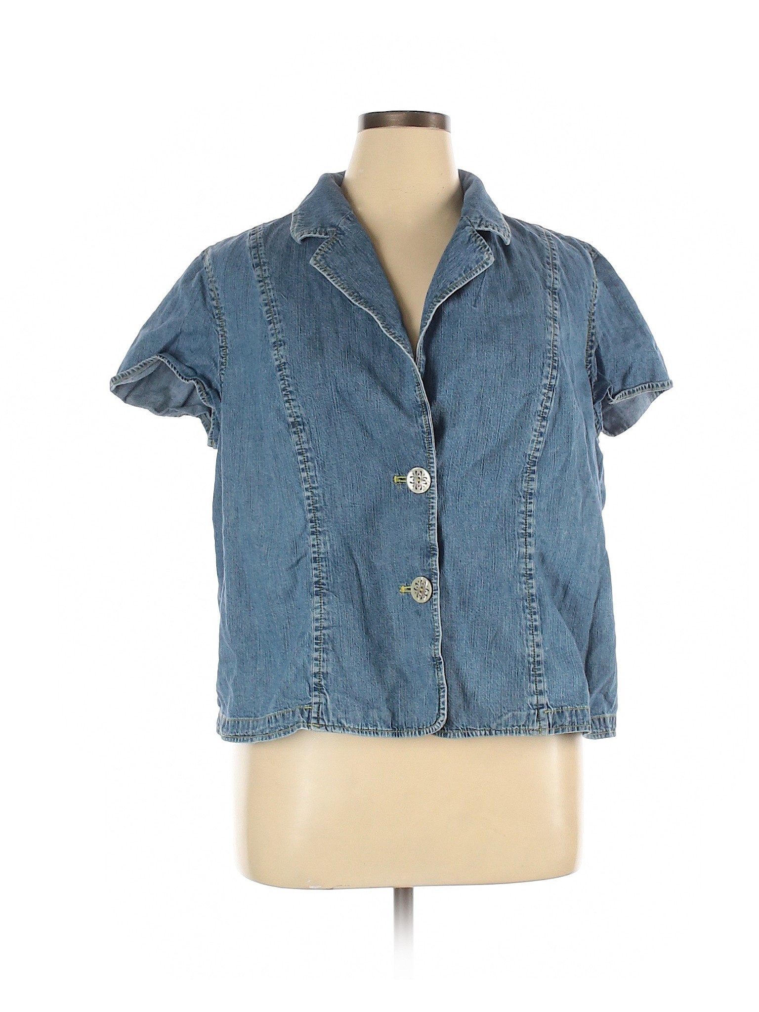 Sigrid Olsen 100% Cotton Blue Denim Jacket Size 18 (Plus) - 71% off ...