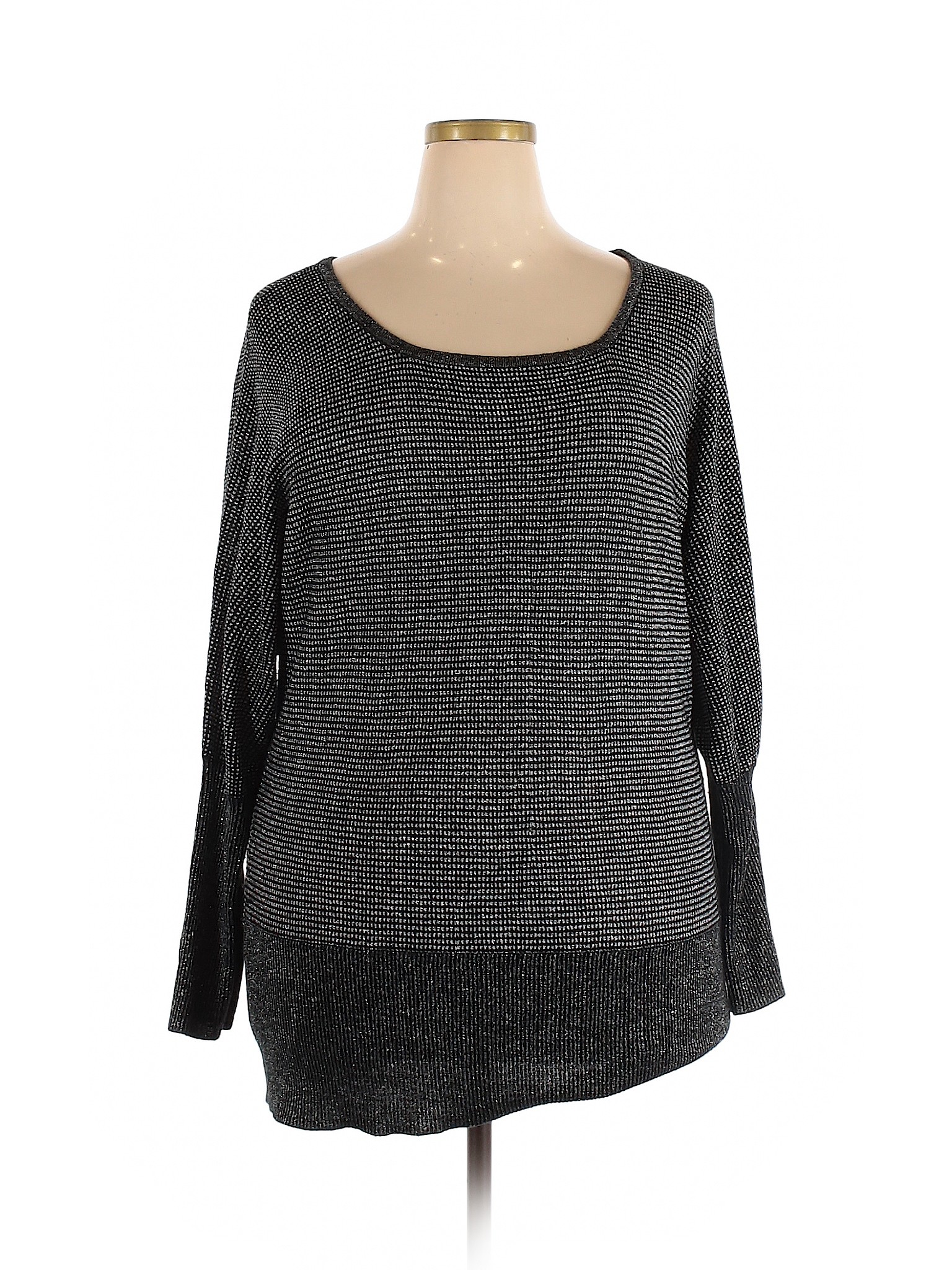 Apostrophe Stripes Gray Long Sleeve Top Size 20 (Plus) - 50% off | thredUP