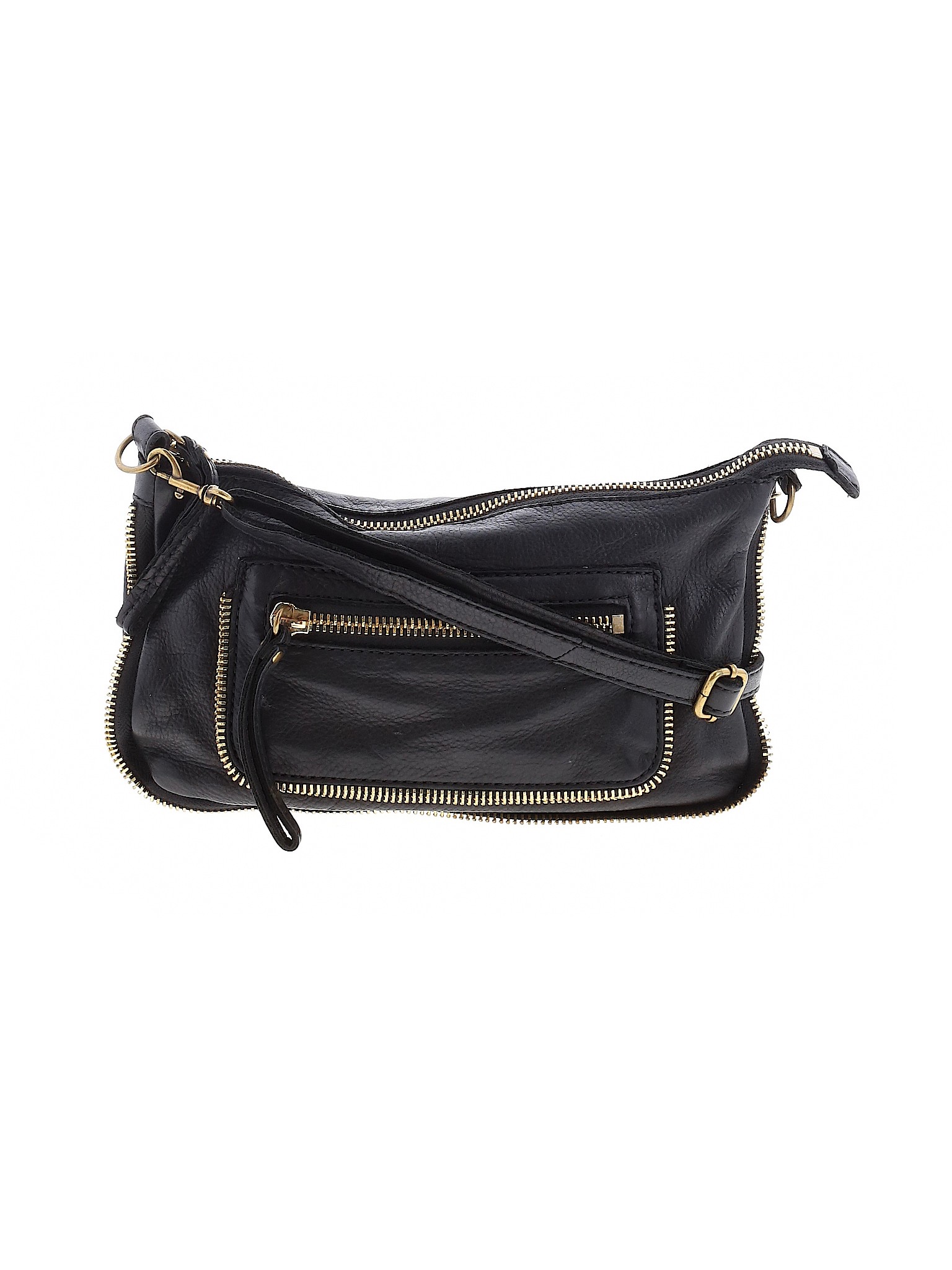 LP by Linea Pelle 100% Leather Solid Black Leather Crossbody Bag One ...