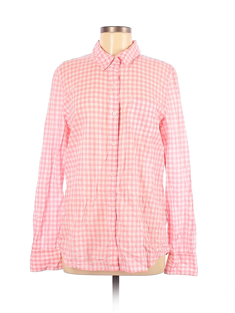 1901 Checkered-gingham Pink Long Sleeve Button-Down Shirt Size M - 78% off | thredUP