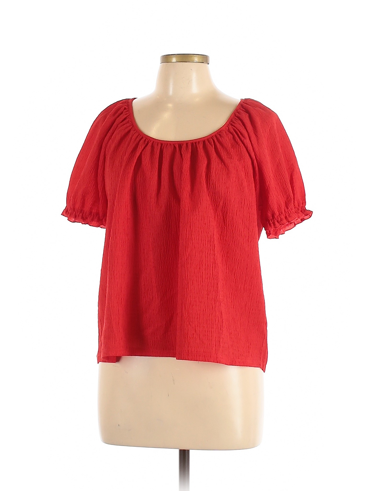 Texture And Thread Madewell Red Short Sleeve Blouse Size L 32 Off