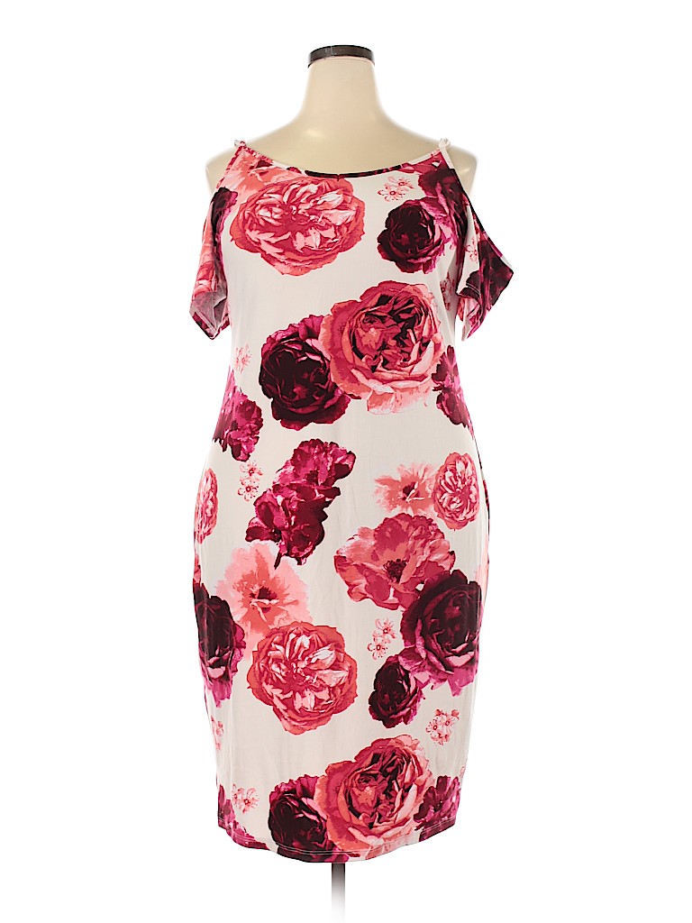 Derek Heart Floral White Pink Casual Dress Size 2X (Plus) - 46% off ...