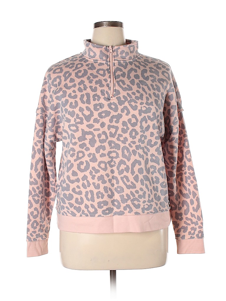 Grayson Threads Animal Print Color Block Pink Pullover Sweater Size XL ...