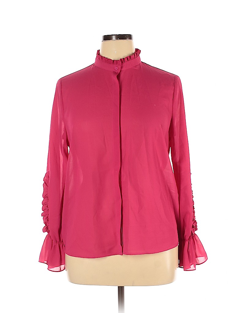 Zara Basic 100% Polyester Solid Pink Long Sleeve Button-Down Shirt Size XL - 58% off | thredUP