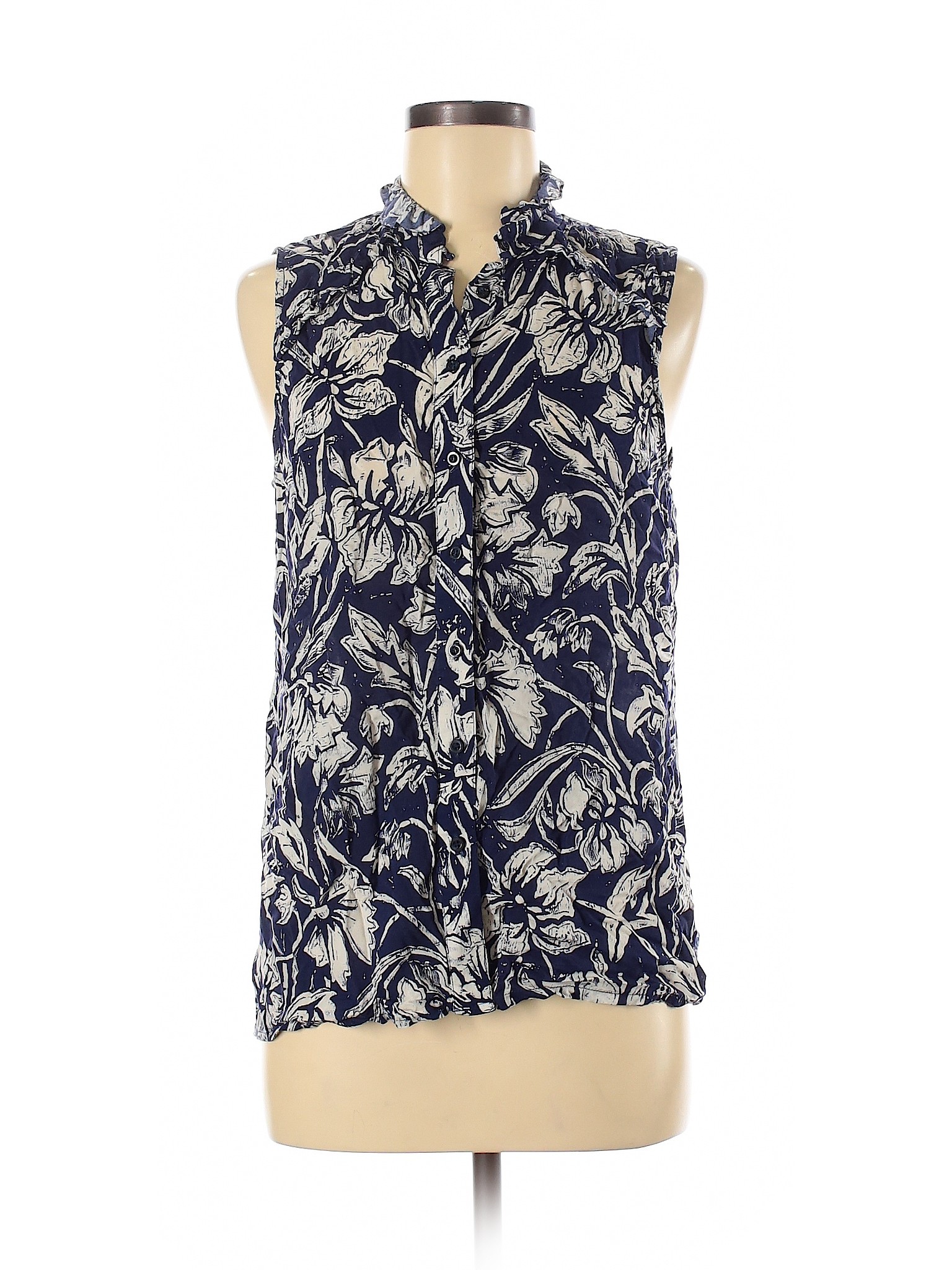 Suzie Winkle Women Blue Sleeveless Button-Down Shirt 40 french | eBay