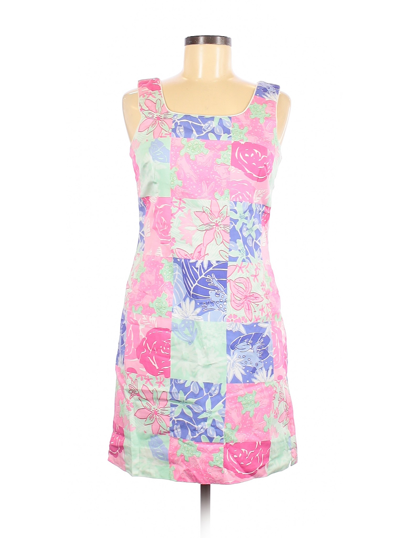 Lilly Pulitzer 100 Cotton Floral Multi Color Pink Casual Dress Size 6