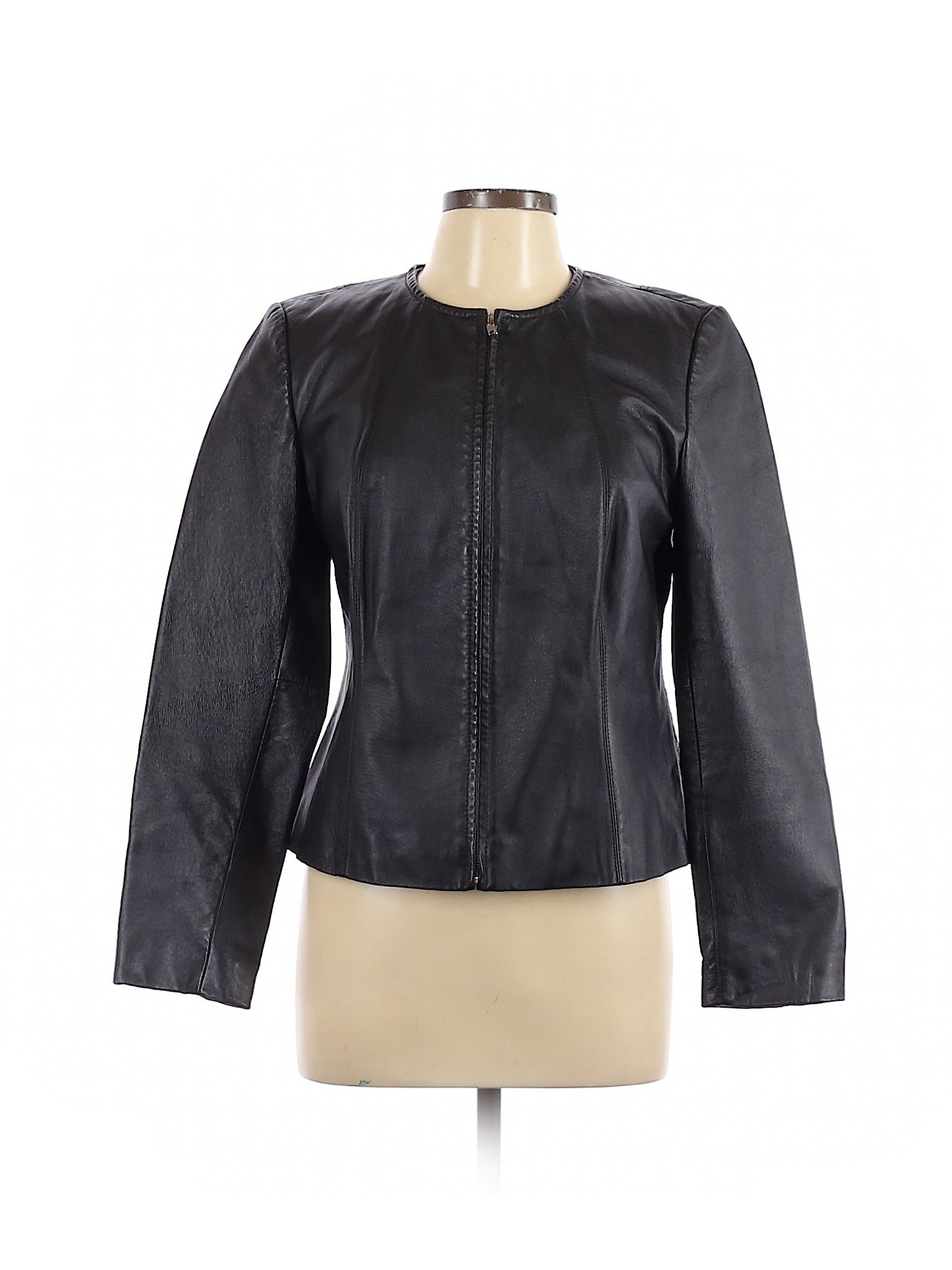 New Sport 100% Leather Solid Black Leather Jacket Size 10 - 20% off ...