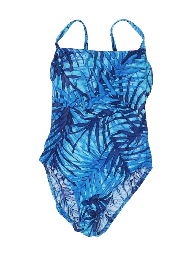 Beach Native 100% Nylon Tropical Blue One Piece Swimsuit Size 10 - 82% ...