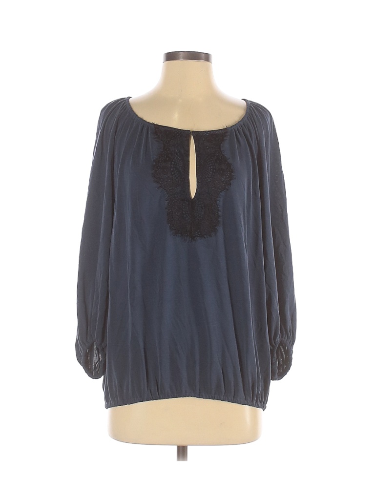 Ella Moss Solid Blue Long Sleeve Top Size M 90 Off Thredup