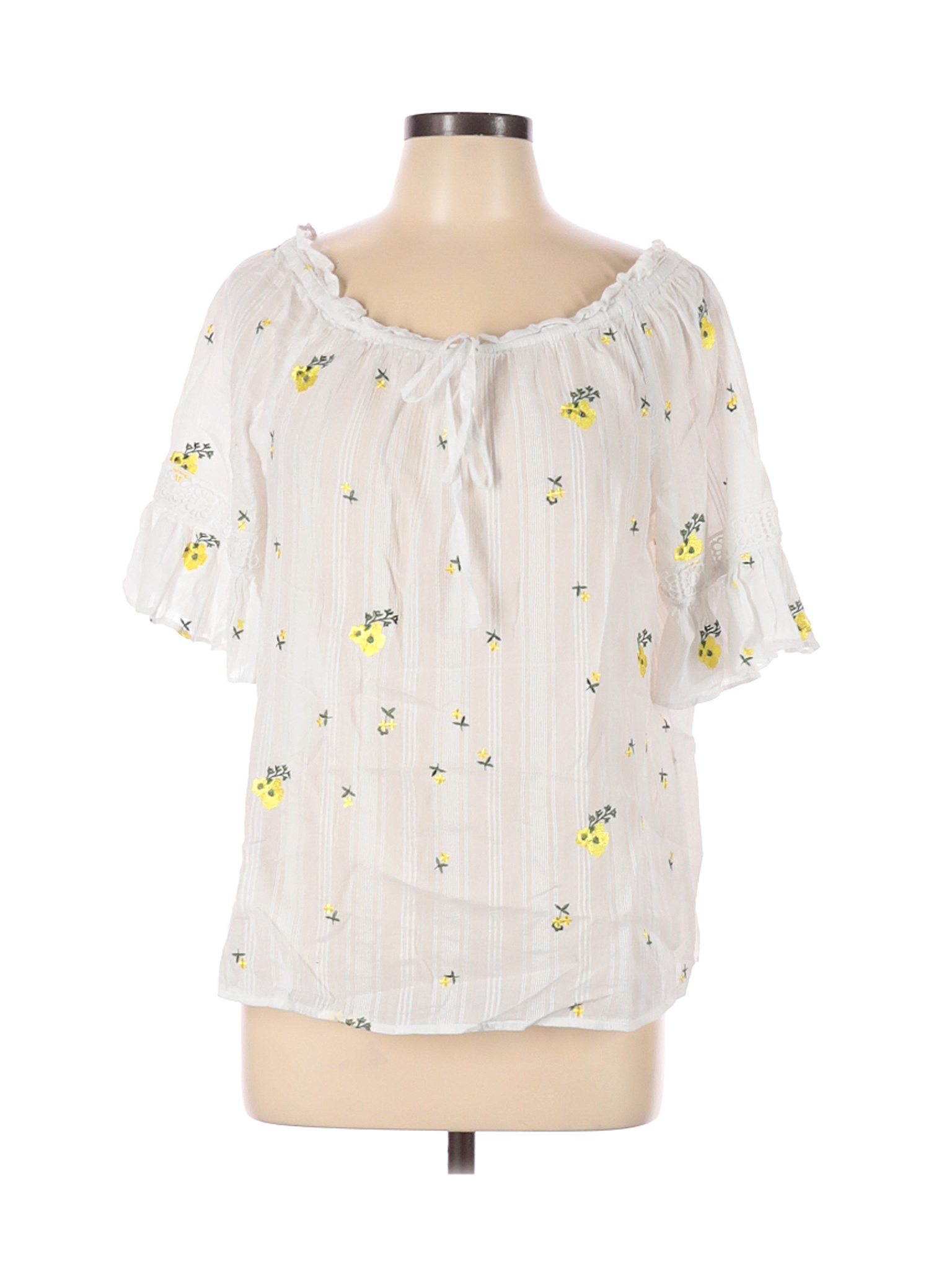 Marc New York Women White Short Sleeve Blouse L | eBay