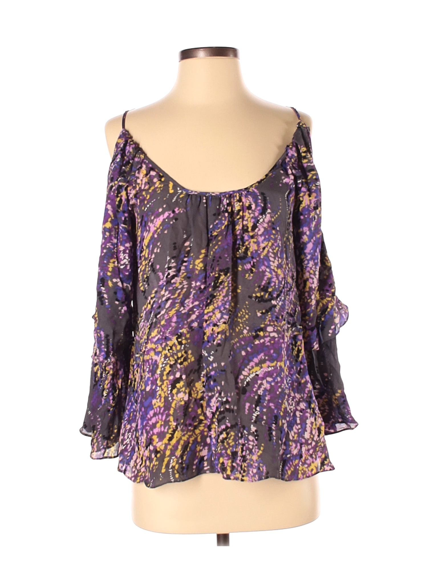 Parker 100% Silk Floral Purple Long Sleeve Silk Top Size S - 94% off ...