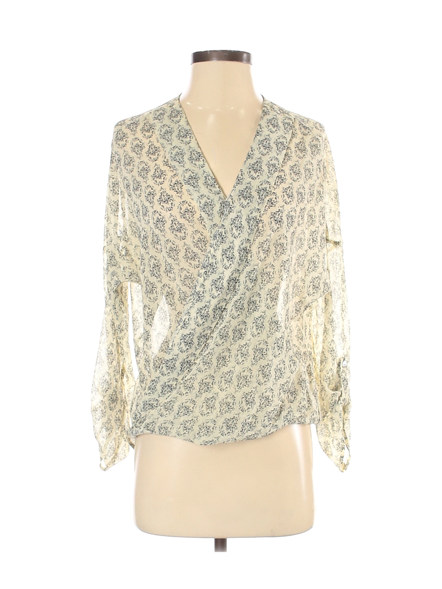 About A Girl 100 Rayon Ivory Long Sleeve Blouse Size S 83 Off Thredup