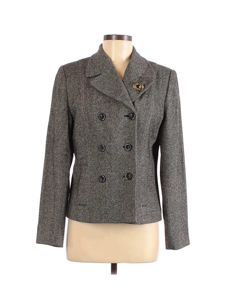 Apostrophe Solid Gray Black Blazer Size 8 - 69% off | thredUP