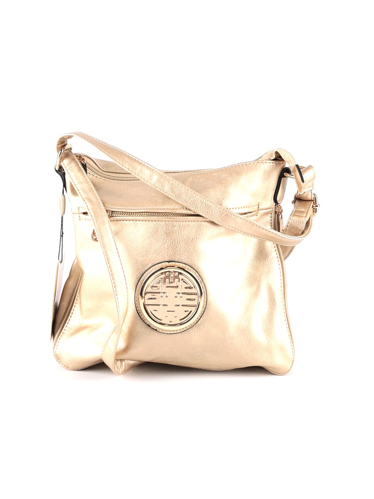 Assorted Brands 100% Pvc Solid Metallic Gold Crossbody Bag One Size ...