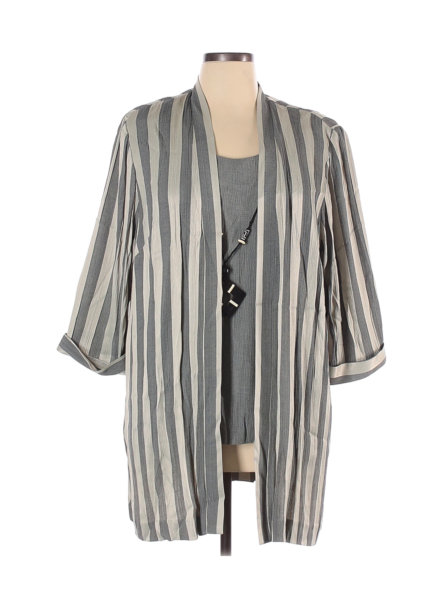 R&M Richards Women Gray 3/4 Sleeve Blouse 16 | eBay