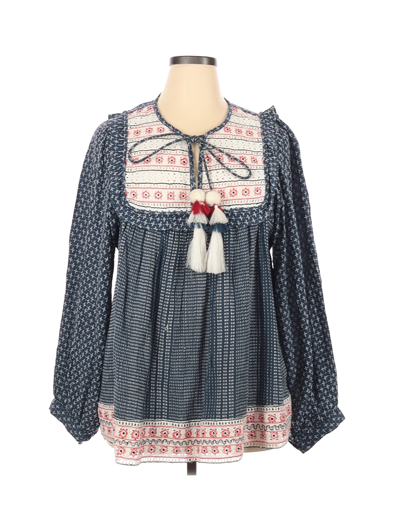 Hemant And Nandita Women Blue Long Sleeve Blouse XL | eBay