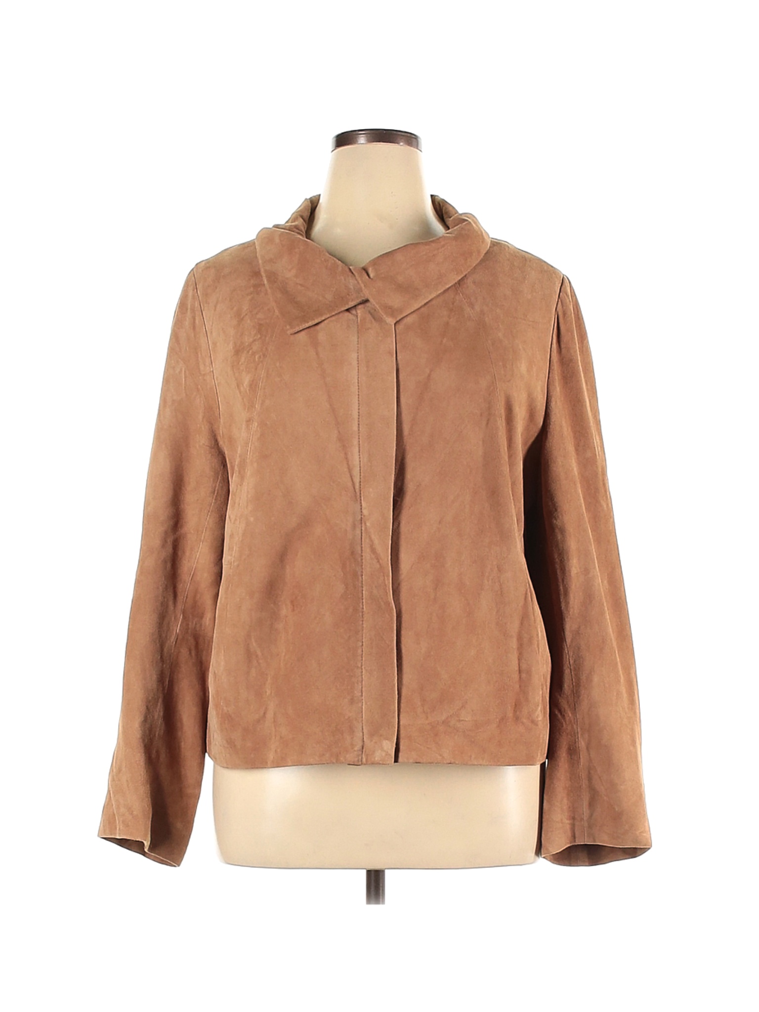 Talbots 100% Leather Solid Brown Leather Jacket Size XL - 76% off | thredUP