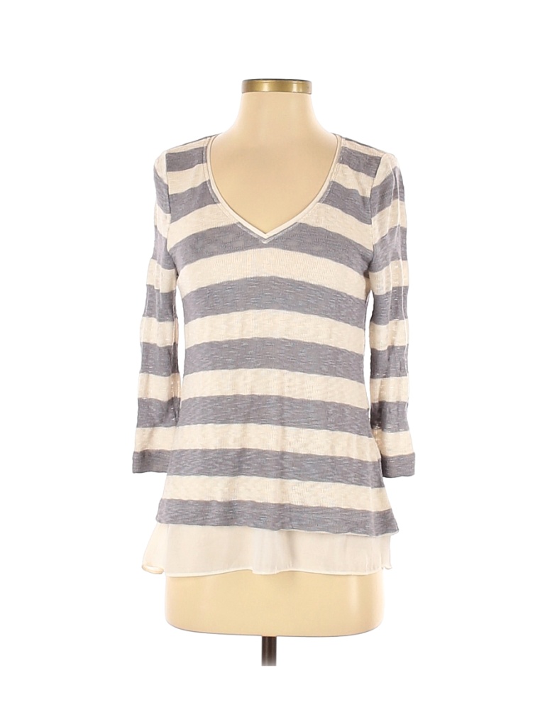 White House Black Market Stripes Color Block Multi Color Gray 3/4 ...