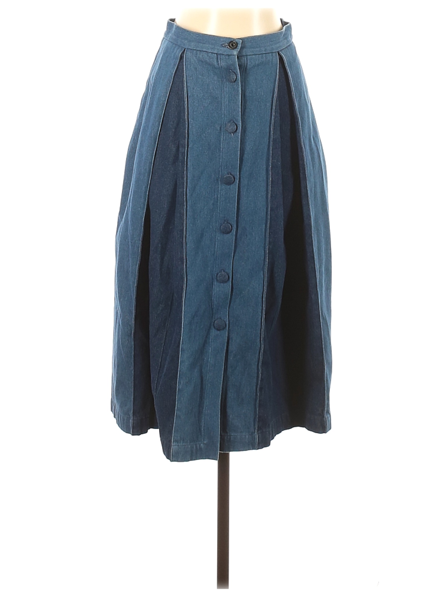 Deborah Lyons Solid Blue Sara Denim Skirt Size 8 (UK) - 89% off | thredUP