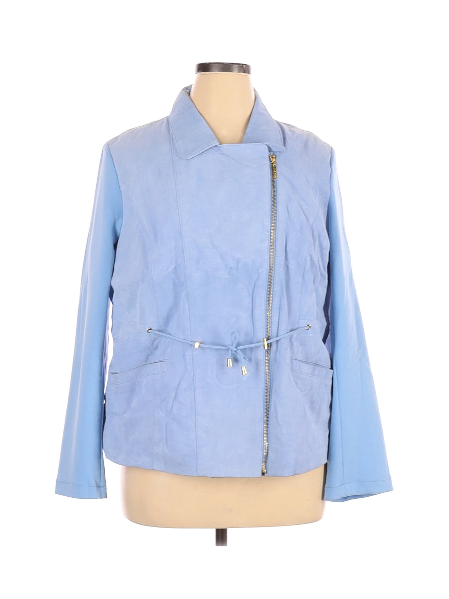 IMAN 100% Leather Solid Blue Leather Jacket Size XL - 77% off | thredUP