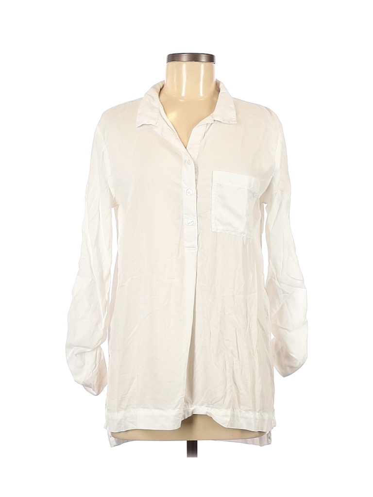 Cloth & Stone 100% Tencel Solid Ivory White Long Sleeve Button-Down Shirt Size M - 69% off | thredUP