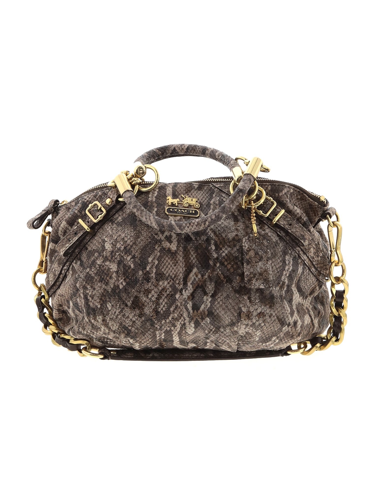 Coach 100% Leather Animal Print Brown Leather Satchel One Size - 66% ...