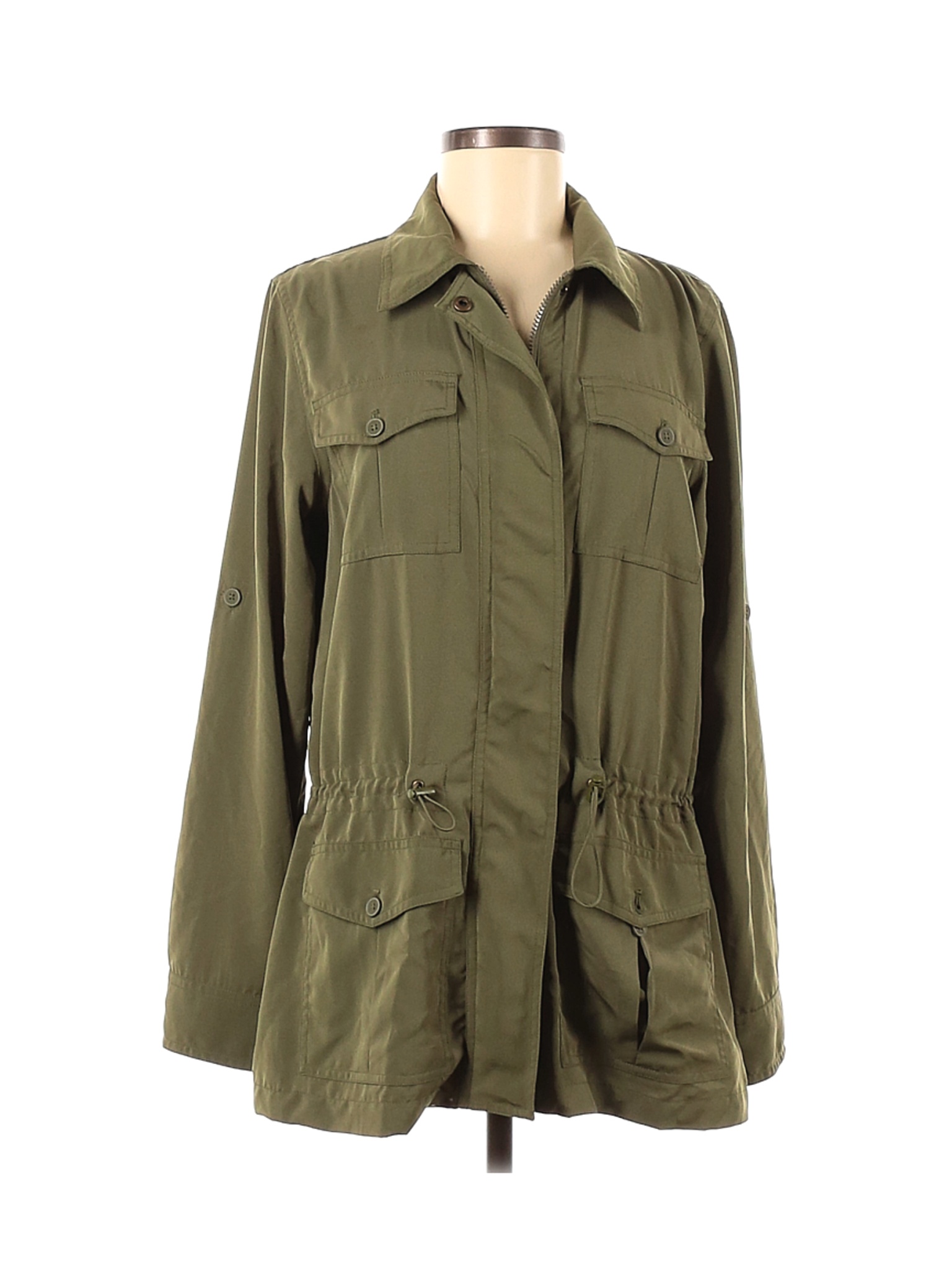 Chaps 100% Polyester Solid Green Jacket Size M - 56% off | ThredUp