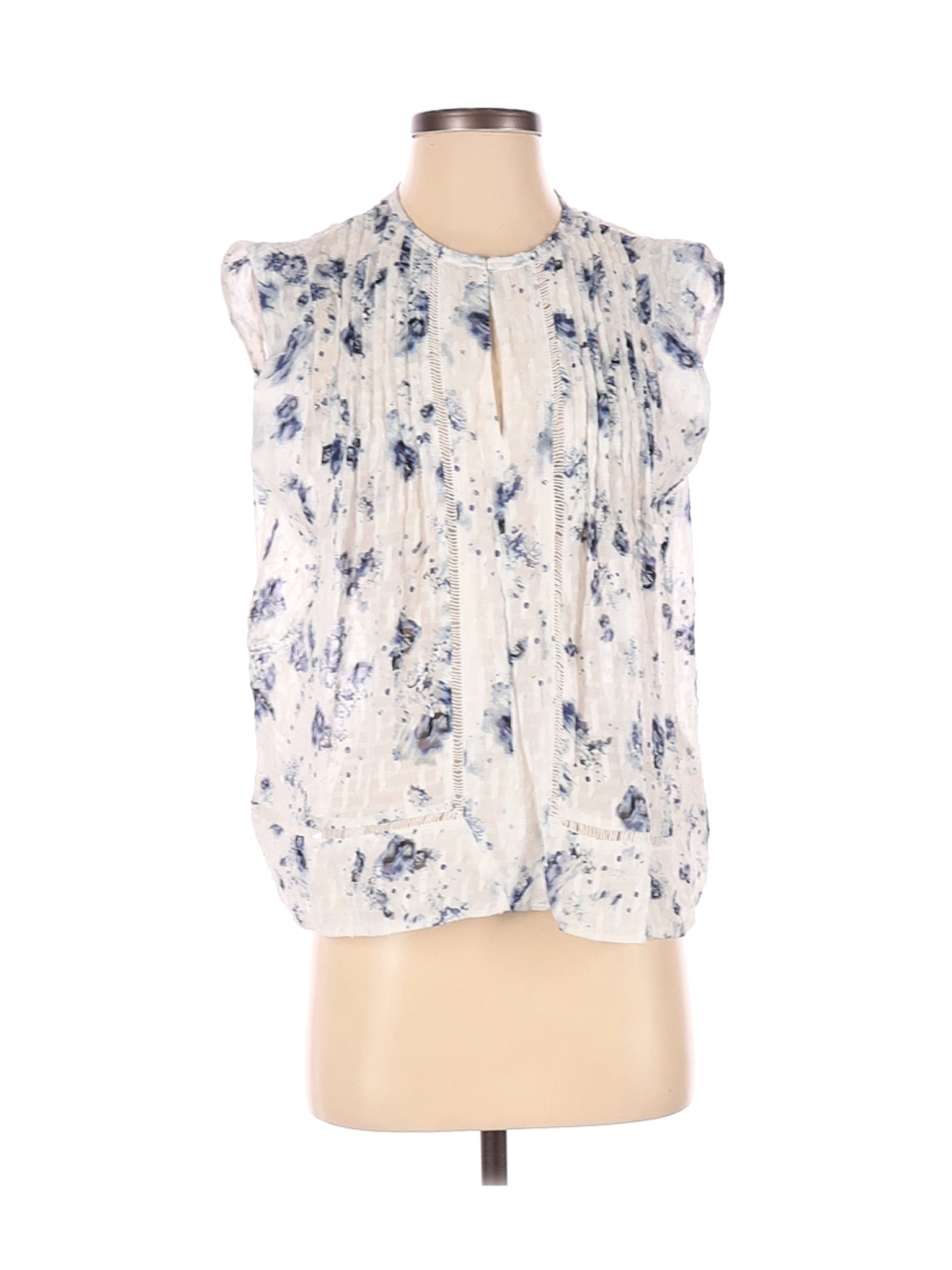 Rebecca Taylor 100 Silk Floral White Sleeveless Silk Top Size 2 82