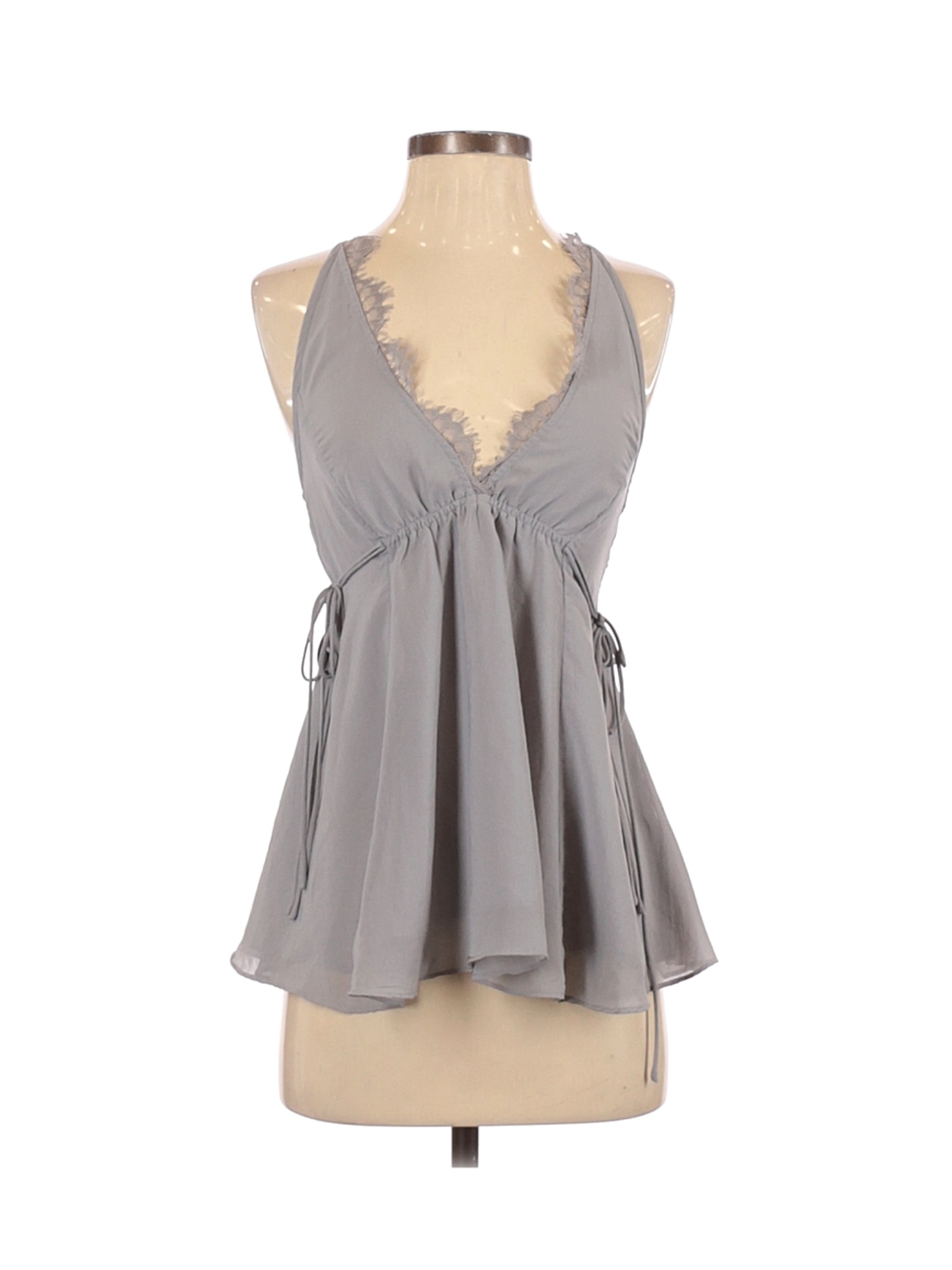 Current Air 100% Polyester Solid Gray Sleeveless Blouse Size S - 87% ...