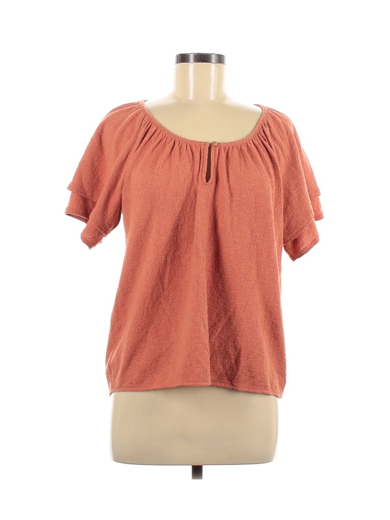 Texture And Thread Madewell Solid Orange Short Sleeve Blouse Size M 83
