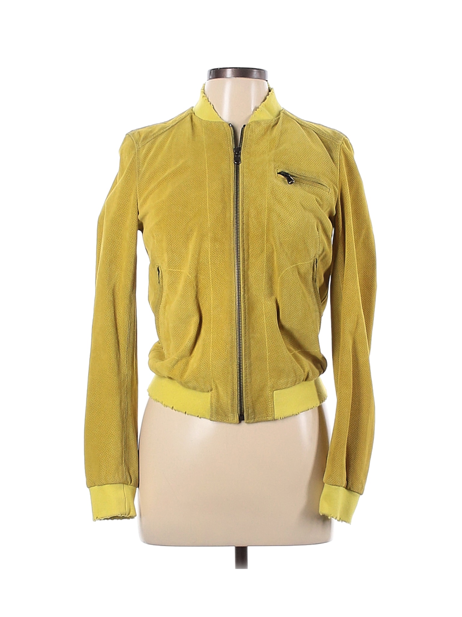 Ash 100% Leather Solid Yellow Leather Jacket Size 44 (EU) - 85% off ...