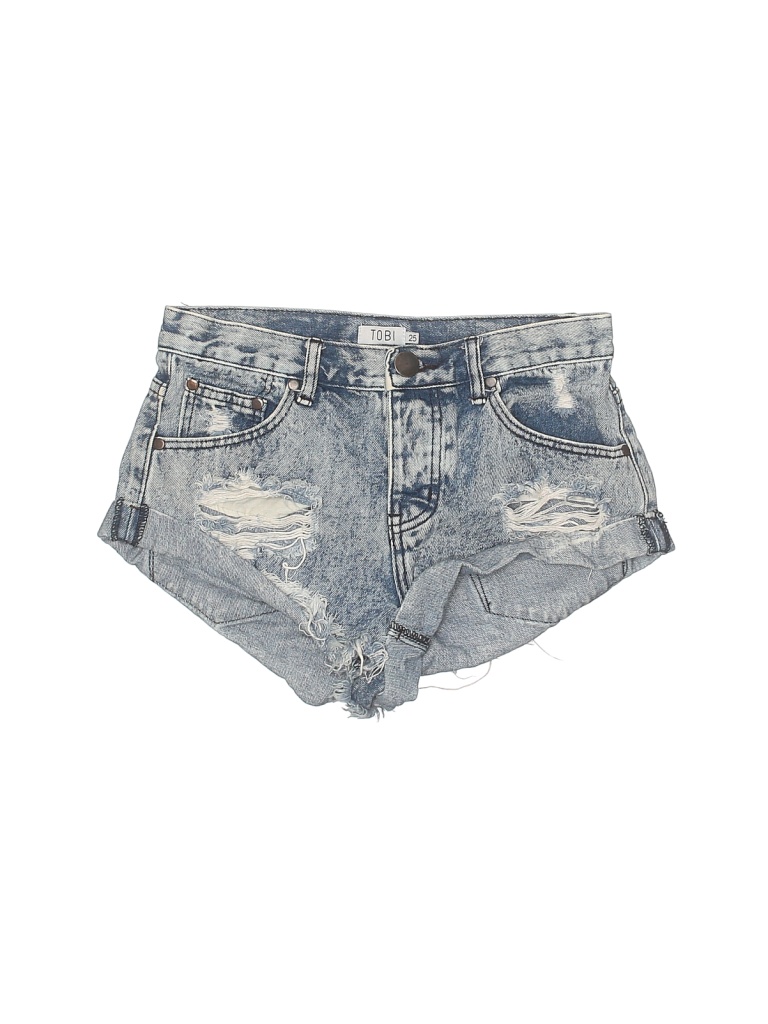 TOBI 100% Cotton Solid Blue Denim Shorts 25 Waist - 76% off | thredUP
