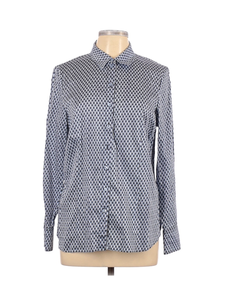 Erfo 100% Cotton Blue Long Sleeve Button-Down Shirt Size 44 (EU) - 77% ...