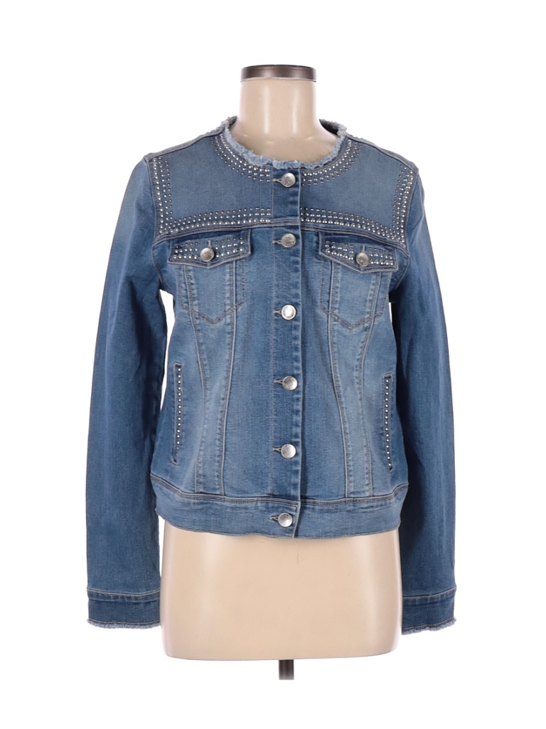 Nine West Solid Blue Denim Jacket Size M 74 Off Thredup