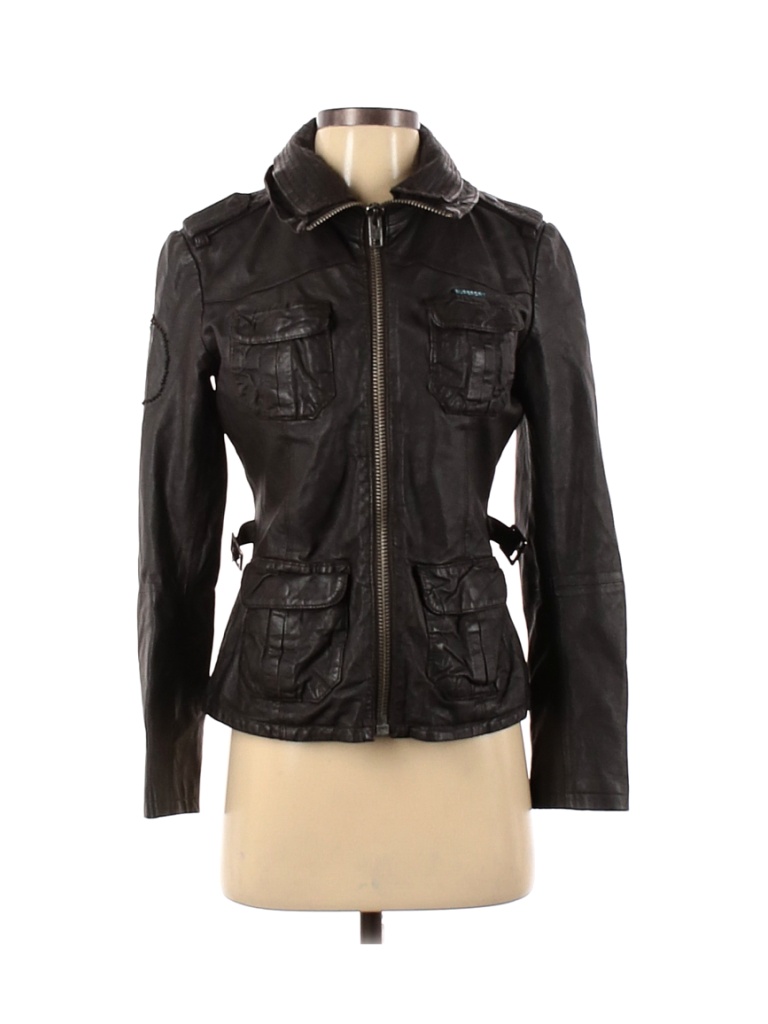 Assorted Brands 100% Leather Solid Black Brown Leather Jacket Size S ...