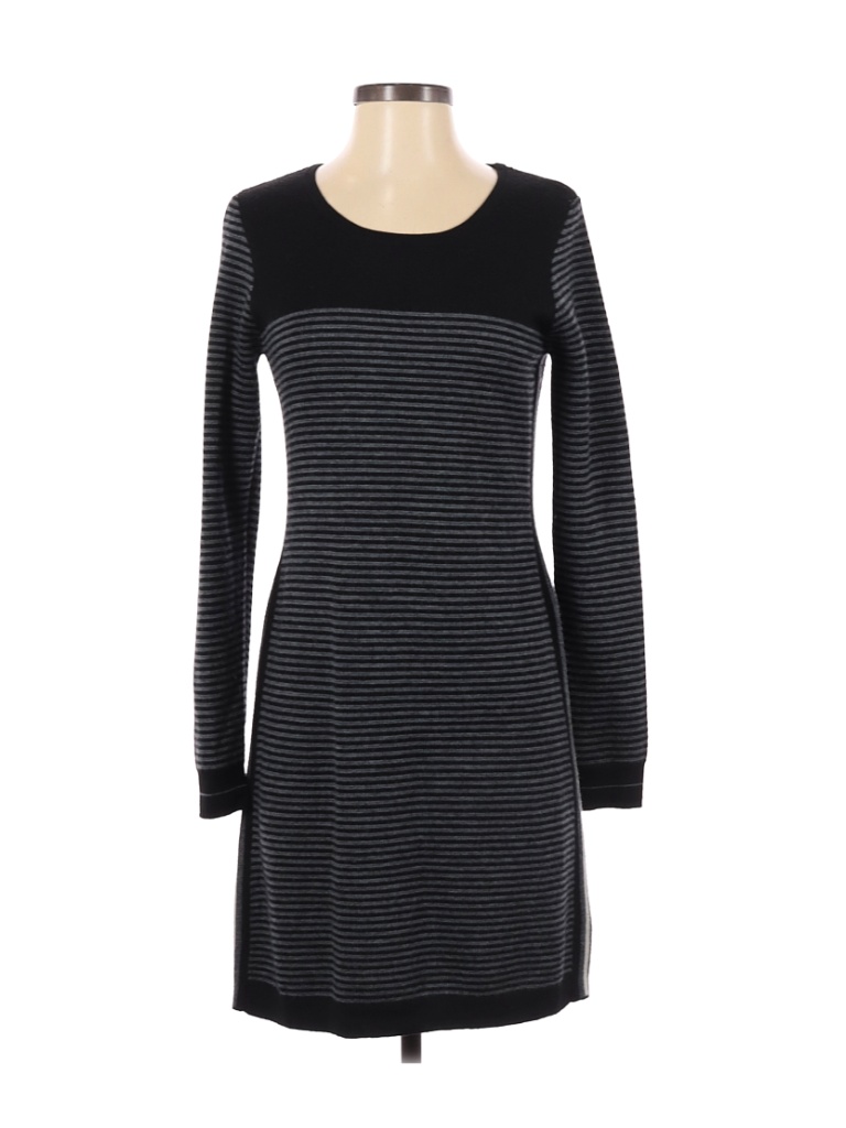Donna Ricco 100% Wool Color Block Stripes Gray Casual Dress Size S - 83 ...