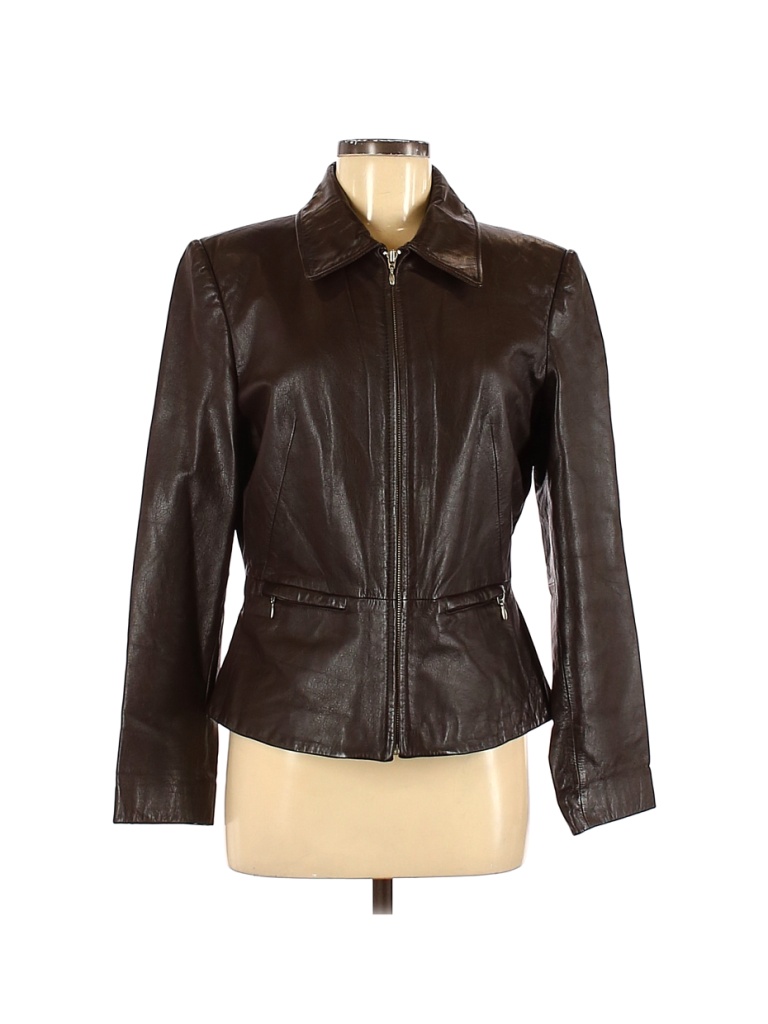 Laura Leigh ltd. 100% Leather Solid Brown Leather Jacket Size M - 61% off | thredUP