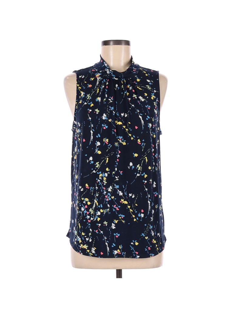 Banana Republic Factory Store Floral Blue Sleeveless Top Size L - 64% ...