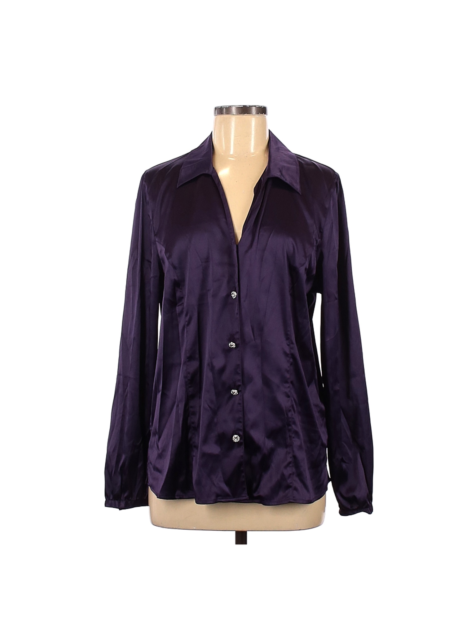 Susan Graver Solid Purple Long Sleeve Blouse Size M 81 Off Thredup