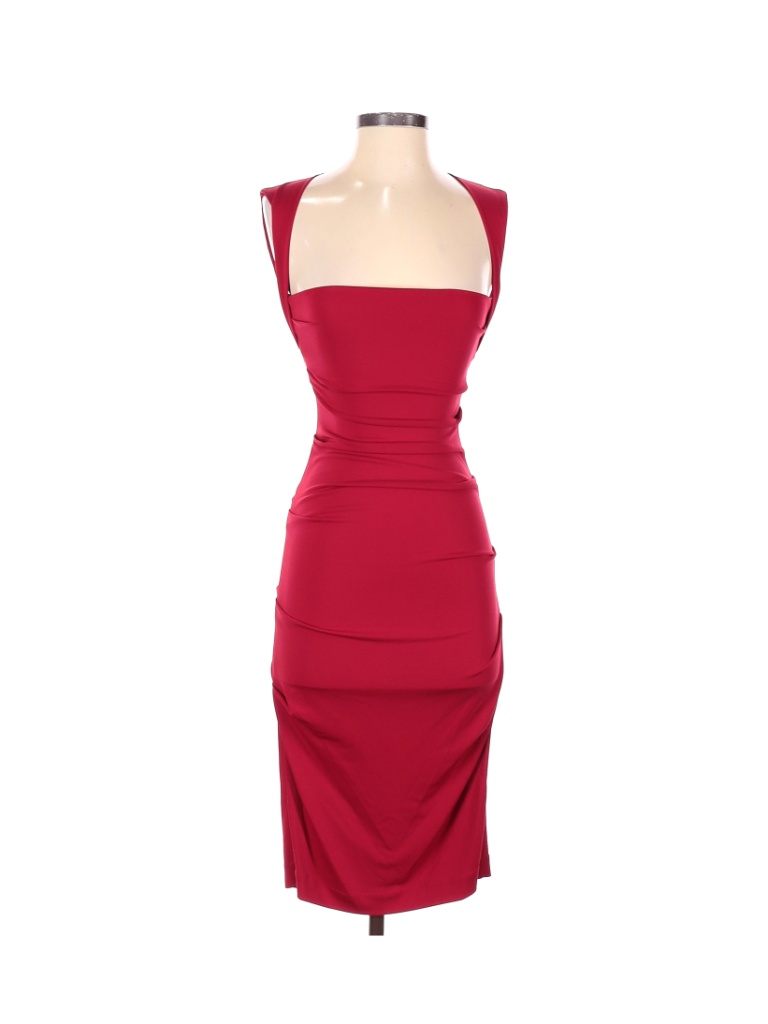Nicole Miller Solid Red Cocktail Dress Size P 86 Off Thredup