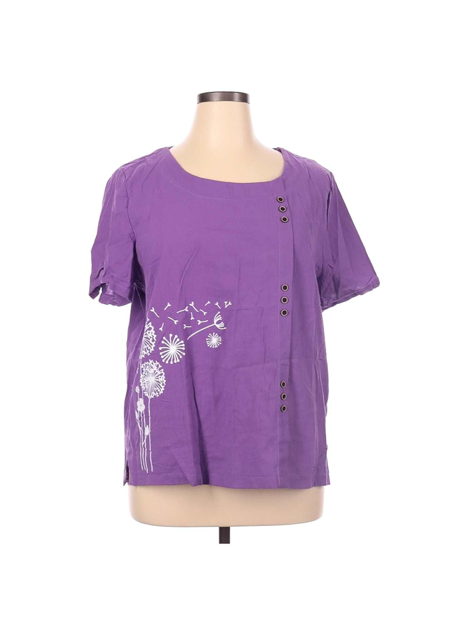 Unbranded Solid Colored Purple Short Sleeve Blouse Size Xl 60 Off
